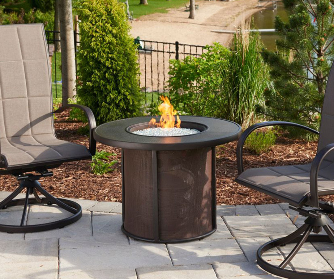 Brown Stonefire Round Gas Fire Pit Table - COALWAY