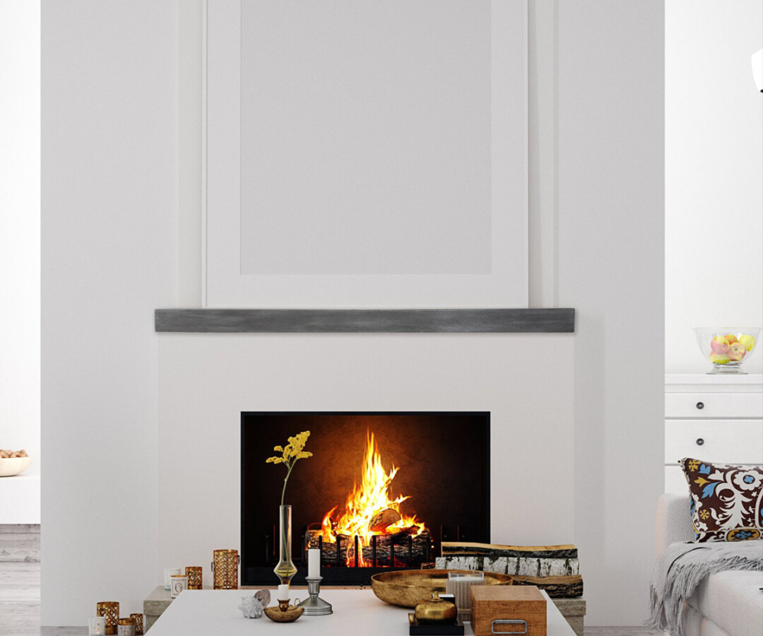 Flat Sawn Beam - Weathered Grey Non Combustible Mantel - COALWAY